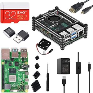 mookeenone 5.25v/3a rasp-berry pi 4 model b starter kit with 32gb micro sd card preloaded noobs