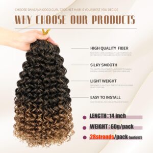 Dansama GoGo Curl Crochet Hair 14 Inch 28 strands Curly Crochet Hair, Ocean Wave Crochet Hair Water Wave Synthetic Braiding Hair Extensions for Black Women (14 inch (Pack of 6), T1B/27)