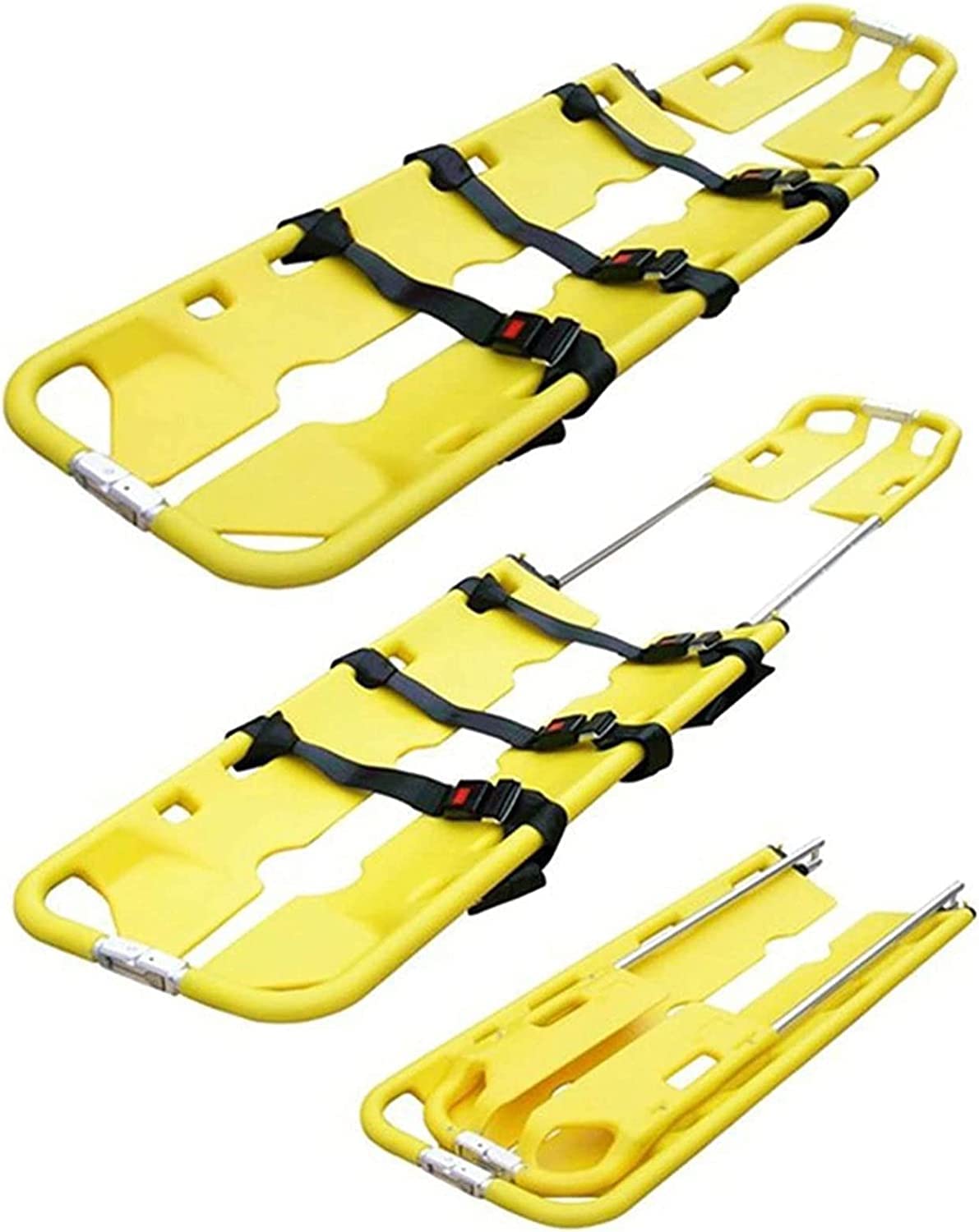 LENFUN Folding Scoop Stretcher, Patient Transfer Plastic Foldable Aluminum Alloy Scoop Stretcher,Ambulance Stretcher Gurney, Patient Transport Rescue Aluminum Alloy Folding