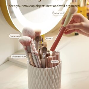 DooGooCoo Makeup Brush Holder [2024 Newest] [Dustproof & Waterproof] 360 Rotating Cosmetics Make up Brush Organizer Storage with Lid for Vanity