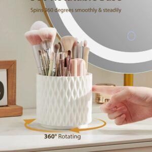 DooGooCoo Makeup Brush Holder [2024 Newest] [Dustproof & Waterproof] 360 Rotating Cosmetics Make up Brush Organizer Storage with Lid for Vanity