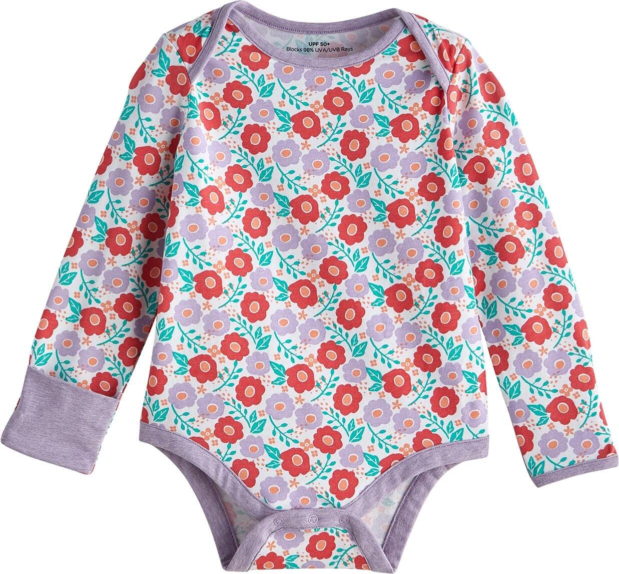 Coolibar UPF 50+ Baby LumaLeo Bodysuit - Sun Protective (12-18 Months- White Blushing Blooms)