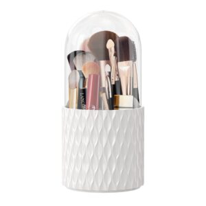 doogoocoo makeup brush holder [2024 newest] [dustproof & waterproof] 360 rotating cosmetics make up brush organizer storage with lid for vanity