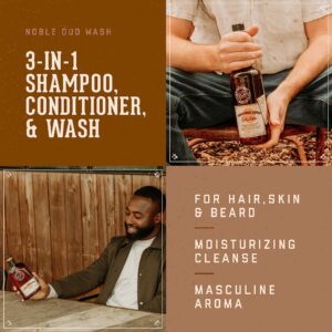 18.21 Man Made Original Noble Oud 3-in-1 Body Wash, Shampoo, & Conditioner for Men, All Hair & Skin Types, Strengthens and Moisturizes in a Manly Aroma, 3.4 oz