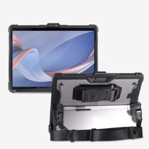 aoao for microsoft surface pro 11/10/9 case with shoulder strap, hand strap, stylus pen holder, rugged, shock-absorbing and drop-resistant