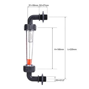 Waterflow Meter, 1/2in Male Thread Liquid Flow Measuring Tool Easy Reading High Accuracy for Various Liquid Media