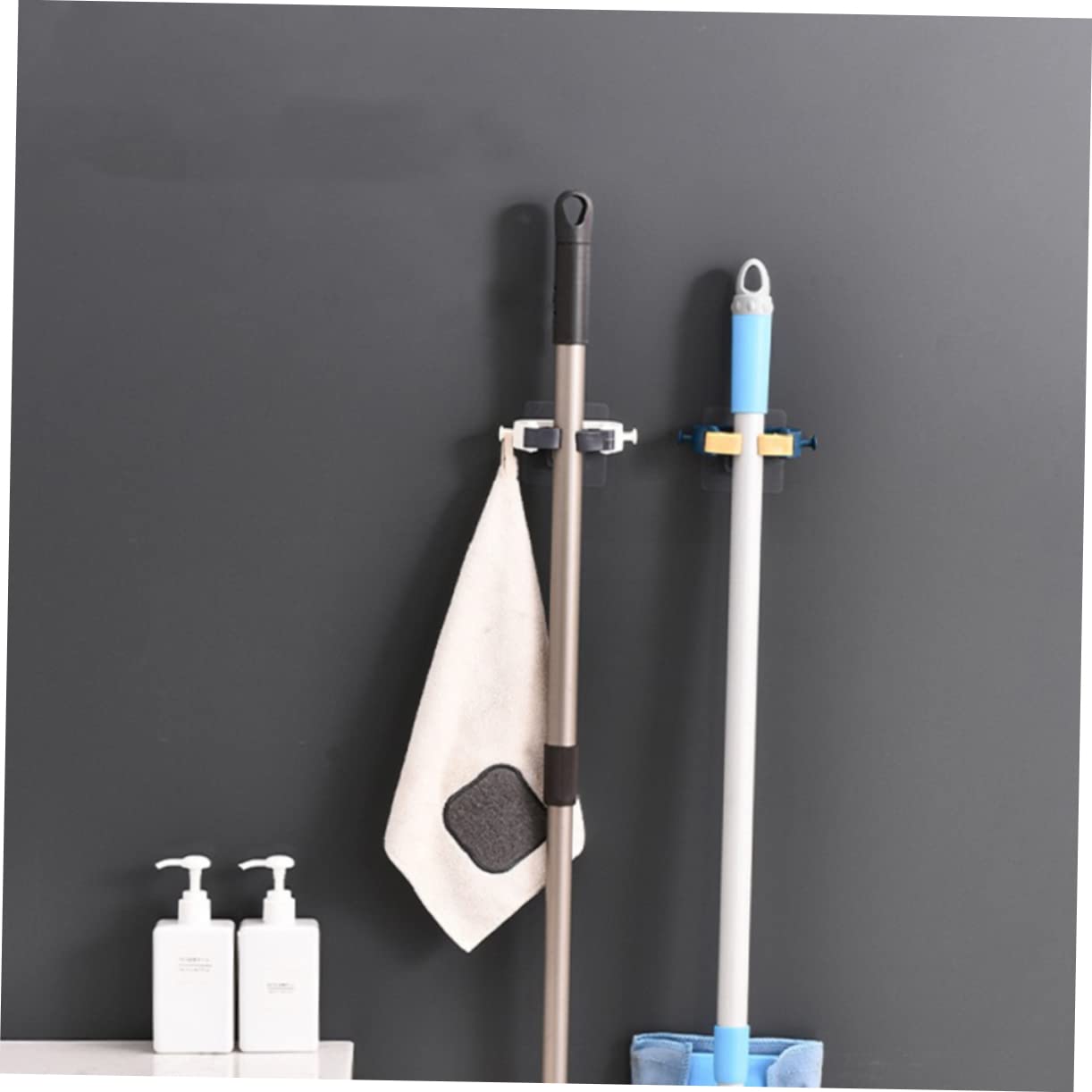 Cabilock 2pcs Mop Broom Holder Wall Mounted Mop Hanger Wall Mounted Mop Holder Broom Organizer