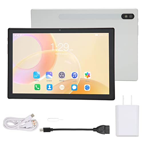 LEYT 10 Inch Tablet Dual Camera Octa Core CPU White Office Tablet 6GB RAM 256GB ROM for Home (US Plug)