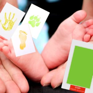 9pcs Inkless Hand and Footprint Kit, Baby Imprint Kit 3 Paw Print Ink Pad with 6 Imprint Card Baby Keepsake Ornament Kit for Newborn Shower Gift (Light Green, Orange, Yellow)