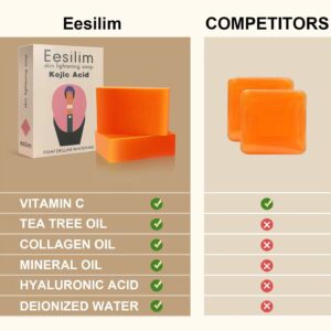 Eesilim Kojic Acid Soap (2 Pack x 65G Turmeric Bars) Dark Spot Remover & Scars- Retiol,Vitamic C，Hyaluronic Acid（Citrus）