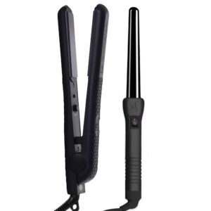 herstyler forever straightening flat iron, ceramic hair straightener and herstyler grande ceramic curling iron - 1 inch set