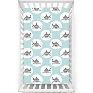 shark themed fitted crib sheet,standard crib mattress fitted sheet toddler bed mattress sheets-crib mattress sheet or toddler bed sheet,28“ x52“,pale cadet blue dimgray