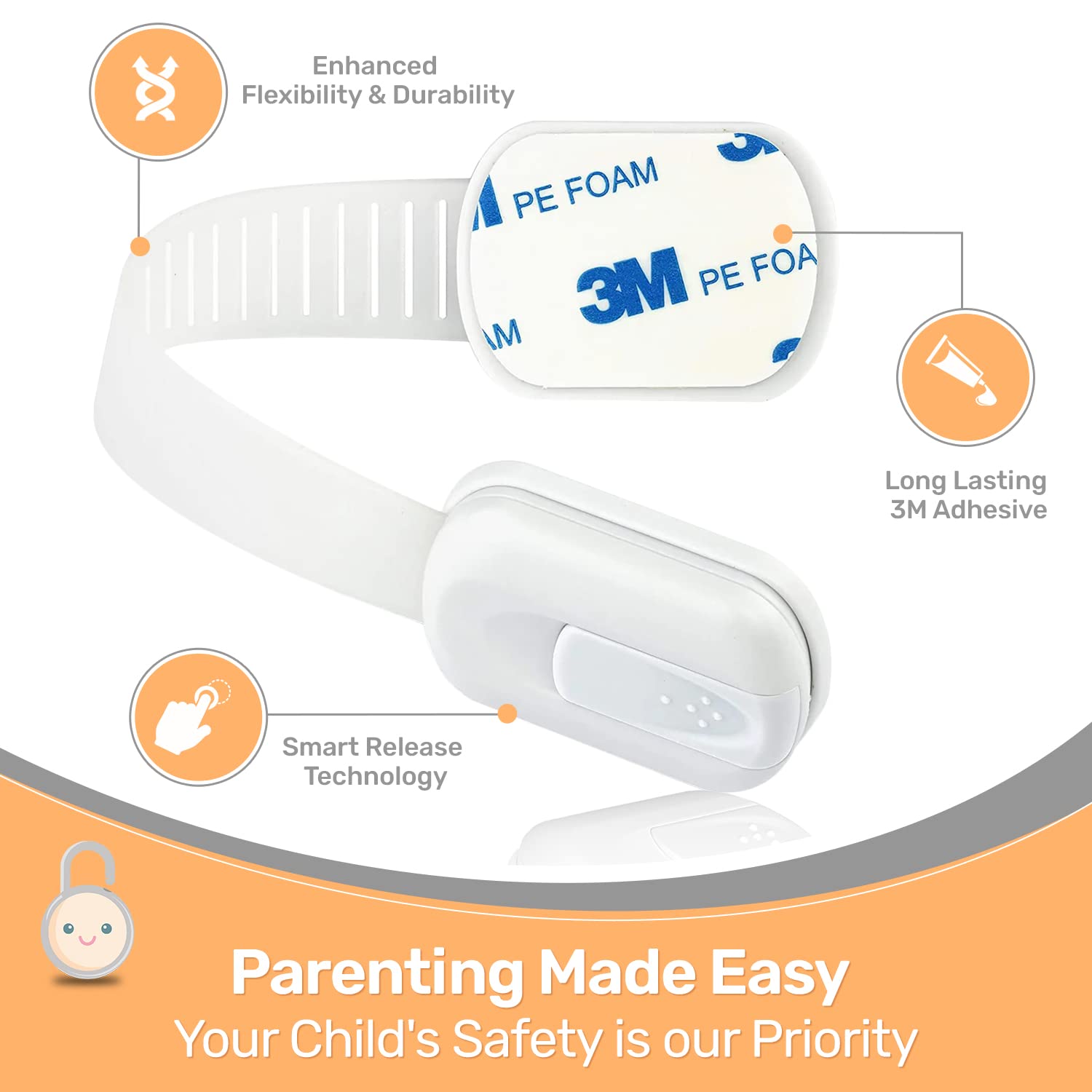 BABY PROOF ME 24 Outlet Plug Covers Bundle with 6 Safety Strap Locks for Child Safety