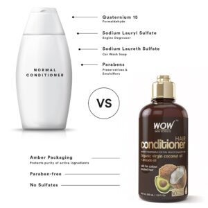 WOW Skin Science Hair Conditioner - Coconut & Avocado Oil - Restore Dry, Damaged Hair - Increase Gloss - Reduce Split Ends, Frizz - Sulfate, Silicones, Paraben Free - All Hair Types - 300 ml