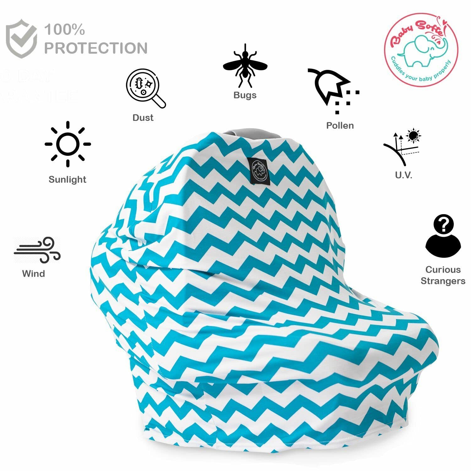 Multi-use Nursing Cover Privacy Breastfeeding Scarf - Baby Car Seat Covers, Infant Stroller Cover, Carseat Canopy, Shopping Cart, High Chair Cover for Girls and Boys