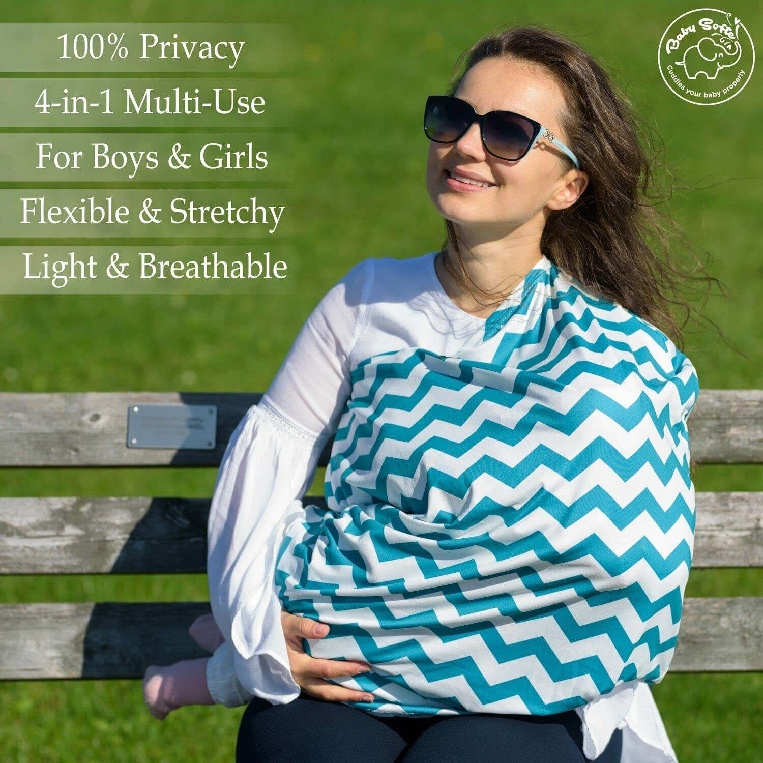 Multi-use Nursing Cover Privacy Breastfeeding Scarf - Baby Car Seat Covers, Infant Stroller Cover, Carseat Canopy, Shopping Cart, High Chair Cover for Girls and Boys