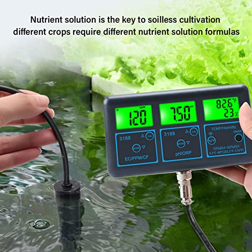 Shanrya Water Quality Tester, WiFi Function 7 in 1 Removable Electrode Real Time Viewing Automatic Calibration ORP Meter for Tuya APP for Aquarium (US Plug 110V)