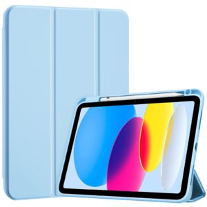 procase for ipad 10th generation case with pencil holder, ipad case 10th gen (2022 model) 10.9 inch ipad 10 case, 10th gen ipad cases cover with pen holder for ipad 10th generation -skyblue