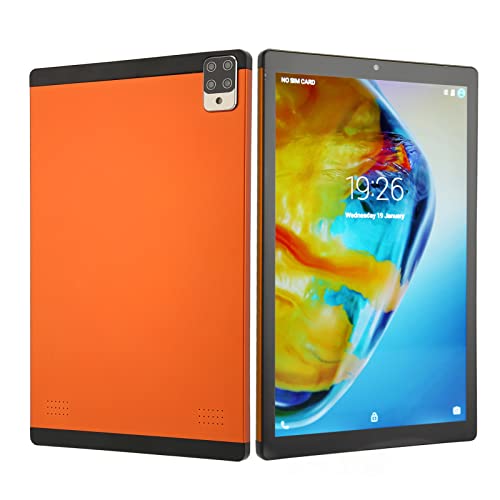 CHICIRIS Tablet PC, 100-240V Orange 5G WiFi Support Fast Charging 10 Inch Tablet for Study (US Plug)