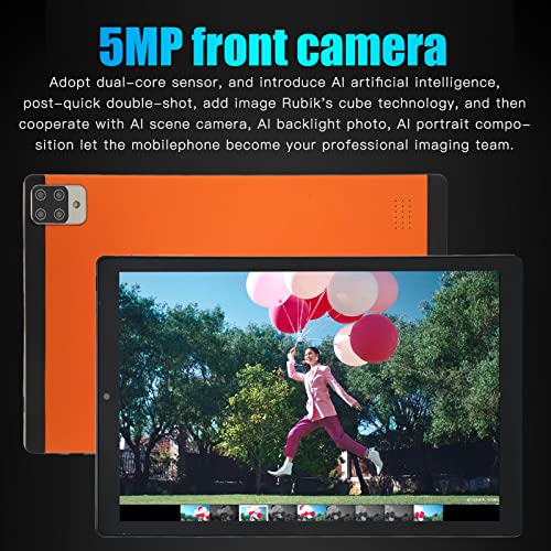 CHICIRIS Tablet PC, 100-240V Orange 5G WiFi Support Fast Charging 10 Inch Tablet for Study (US Plug)