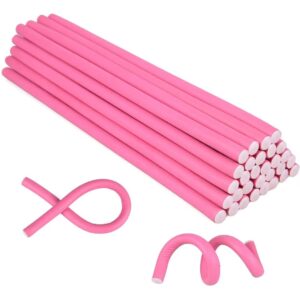 royota 30pcs 9.45" heatless flexible curling rod, skinny heatless soft twist foam hair rollers for tight curl women girl home use long and short hair to sleep in (0.31 x 9.45 inch, random color)