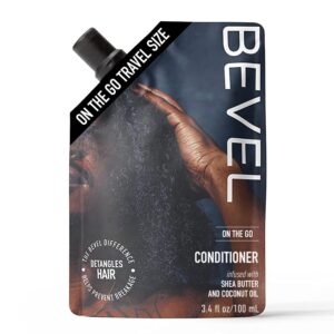 bevel hair conditioner for men, sulfate free, for textured hair, moisturizes, conditions, and detangles, on-the-go pouch, for textured hair, travel essentials, 3.4 oz