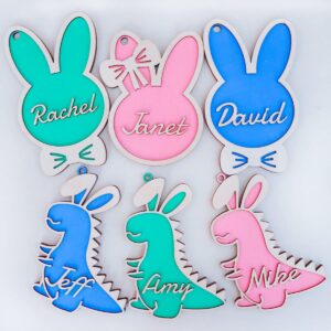 easter basket name tags personalized, customize bunny gift tags, easter baskets decoration, easter basket stuffers for boys and girls, kids baby first easter table decor, gift tags