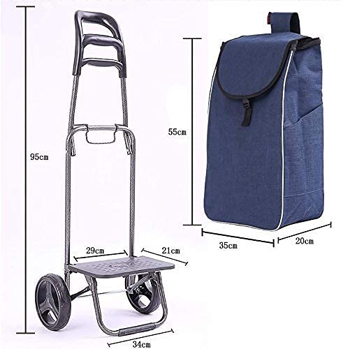 Shopping Trolley on Wheels Multi Function Shopping Cart Foldable Portable Old Trolley Detachable Home Trolley Buy Food Cart Wear-Resistant Luggage Cart Storage Hand Trucks,Blue ,