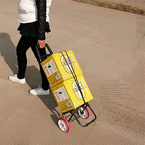 Shopping Trolley on Wheels Multi Function Shopping Cart Travel Cart Collapsible Portable Single Wheel Lever Car Small Trailer Trolley Storage Hand Trucks,Brown ,