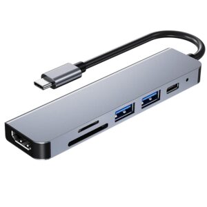 6 ports sd card slot/usb port type-c laptop usb hub card reader adapter 4k hdmi accessories