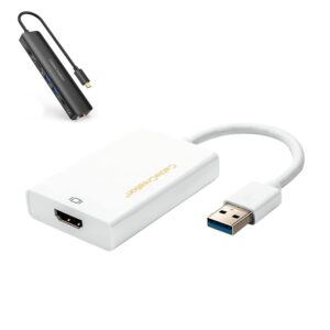 bundle – 2 items: cablecreation usb hdmi adapter with displaylink chip + 7 in 1 usb c hub