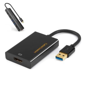 bundle – 2 items: cablecreation usb 3.0 to hdmi adapter with displaylink + 7 in 1 usb c hub