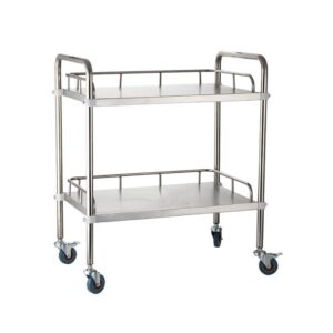 indyah movable trolleys, kitchen storage hand trucks, 2 tier stainless steel beauty salon rolling trolley,hospital/dental clinic cart,universal brake wheel/a/s-60x40x86cm