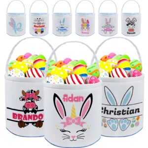 personalized easter baskets unicorn bunny for boys girls custom name easter basket egg canvas tote bag with handle kids gift pink