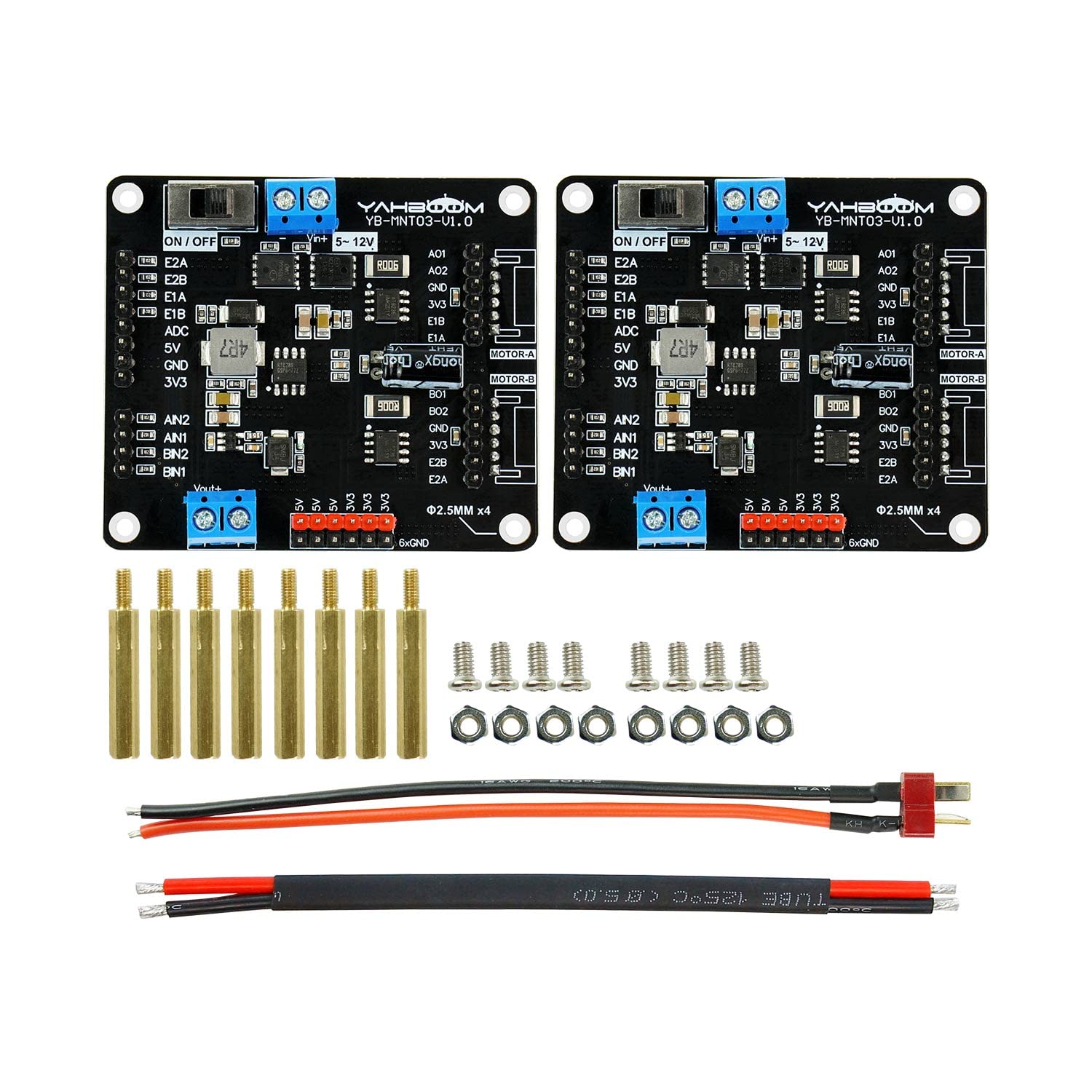 Yahboom Motor Controller Board Module AT8236 Dual H-Bridge DC Stepper for Arduino Raspberry Pi STM32 DIY Robot Car (Motor drive module+ Power cable *2)