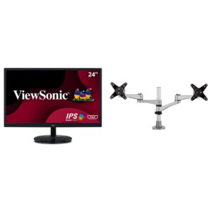 viewsonic va2459-smh 24 inch ips 1080p led monitors and lcd-dma-001 dual monitor mounting arm with vesa mount