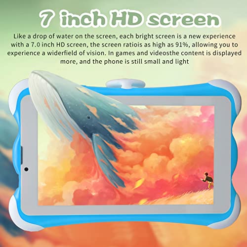 Shanrya 7 Inch Toddler Tablet, Animation 3 Card Slots Kids Tablet 7 Inch HD Screen Long Battery Life for Education (US Plug)