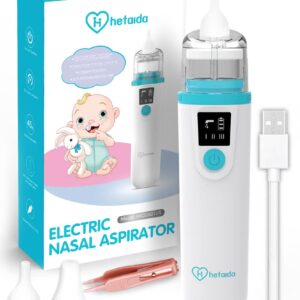 Nasal Aspirator for Baby, Electric Baby Nose Sucker, USB Rechargeable with 3 Suction Levels, Mute and Anti-Backflow with Infant Nose Cleaning Tweezer