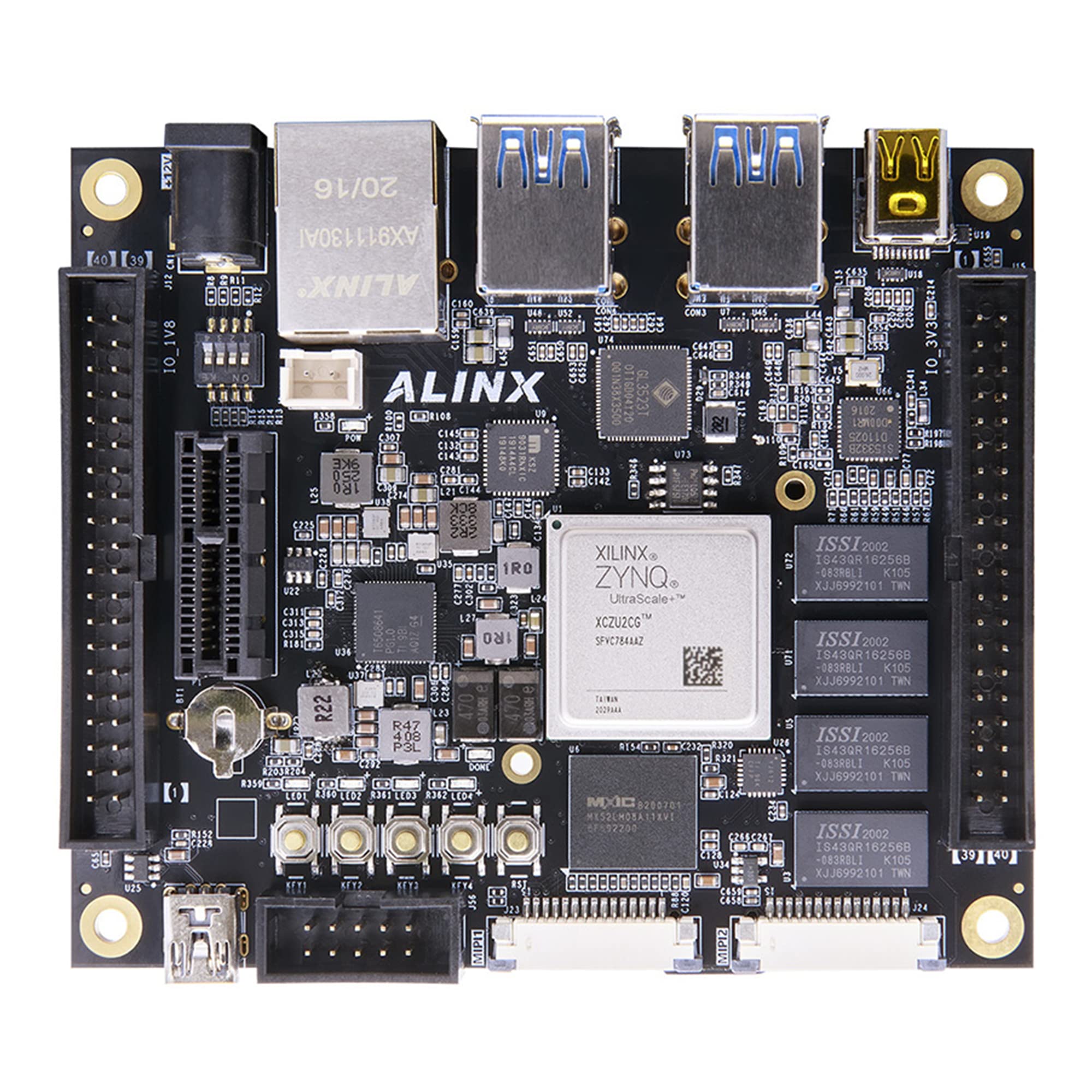 MiiElAOD AXU2CGB: Xilinx Zynq UltraScale+ MPSoC ZU2CG FPGA Board with Customzied Fan Vitis-AI DPU 2GB DDR4 8GB EMMC (Bare Board + Fan)