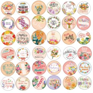 happy mother’s day label stickers, 48 styles mothers day stickers, floral mother's day round stickers for envelope seals, gift tags, card letter decoration