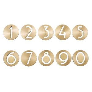 0-9 6.4cm golden brass numbers retro villa hotel door plates round hollow numbers room number, 1pcs (color : number 7)