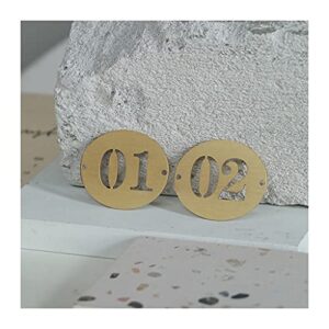 0-9 retro brass table number, 6cm golden card table number plate, round hollow countertop digital restaurant plate number, 1pcs (color : number 09, size : 50x60mm)