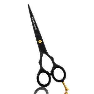 beauticone hair cutting scissors | 6.5 inch stainless steel barber scissors | hairdressing scissors for salon | smooth & sharp edge blades, razor edge - hair scissors for men & women (black)