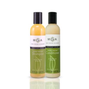 mga vegan shampoo and conditioner set - scalp rescue organic formula for all hair types | curly hair care products for men & women | silicone & sulfate free shampoo and conditioner travel set | 8.8oz