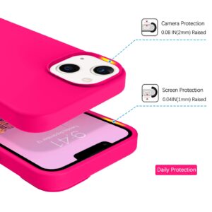 BENTOBEN for iPhone 13 Mini Case, iPhone 13 Mini Phone Case, Slim Fit Liquid Silicone Soft Gel Rubber Anti-Scratch Shockproof Phone Cover with Microfiber Lining for iPhone 13 Mini 5.4", Hot Pink