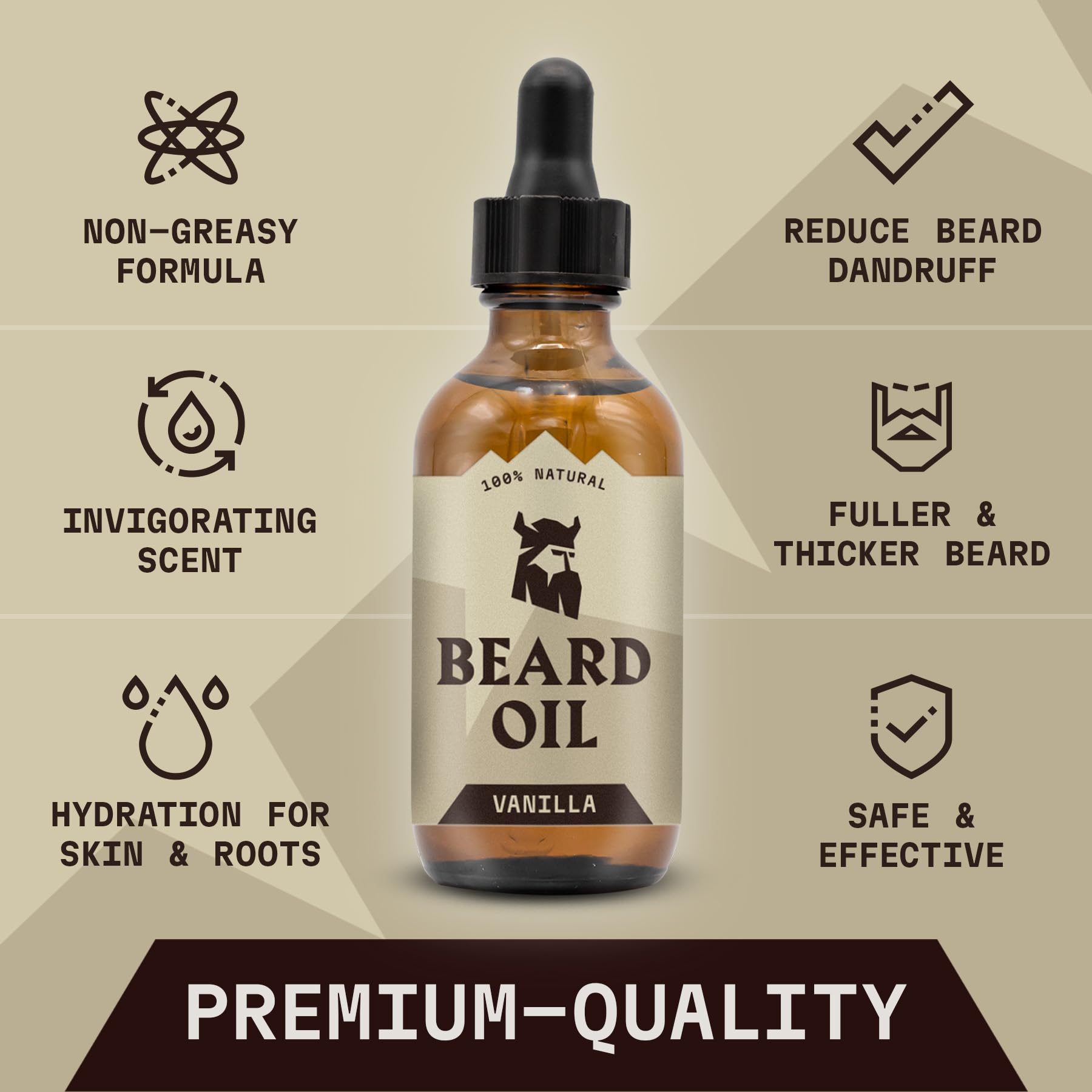 Striking Viking Vanilla Beard Oil (Large 2 oz.) with Mustache Wax and Comb (Vanilla Scent)