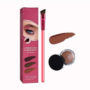 4d hair stroke brow stamp brush, eyebrow hair stroke brush, multi-function eyebrow brush ultra-thin angled realistic eyebrow brush & eyebrow cream makeup brush set (light brown)