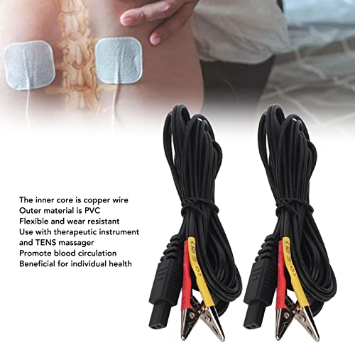 Kadimendium Clip Electrode Test Cord, TENS Electrode Wire Black Potable Size 5pcs for Digital Therapeutic Machine for Slimming Massager