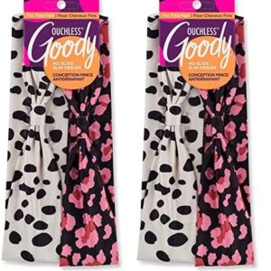 GOODY Low Profile Headwraps for Fine Hair - 2 Count, Cheetah - Comfortable and Stylish Fabric Won't Pull, Snag or Damage Your Hair - Pain-Free Hair Accessories for Women, Men, Boys, and (Pack of 2)