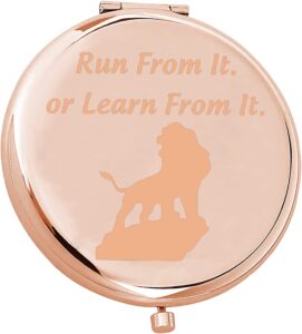 bekech lion movie inspired gift inspirational compact mirror run learn from it or learn from it makeup mirror for women girls (lion movie mirror)